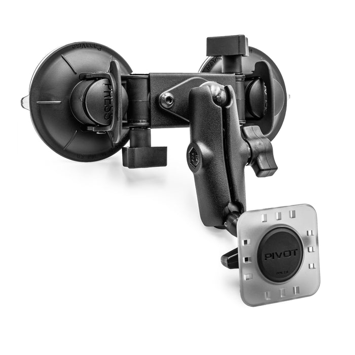 PIVOT - Double Suction Cup Mount - 1-inch Ball Arm
